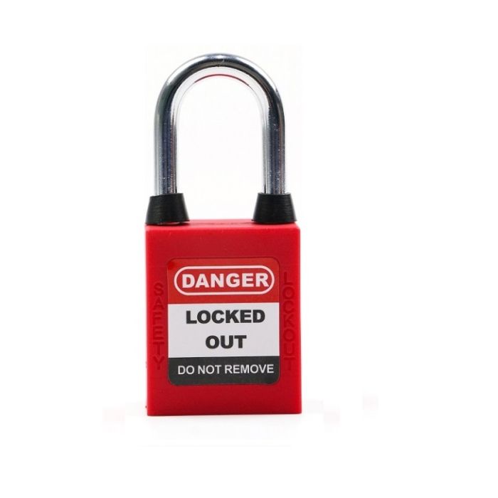 Red LOTO Padlock 38mm Dust-Proof Steel Shackle