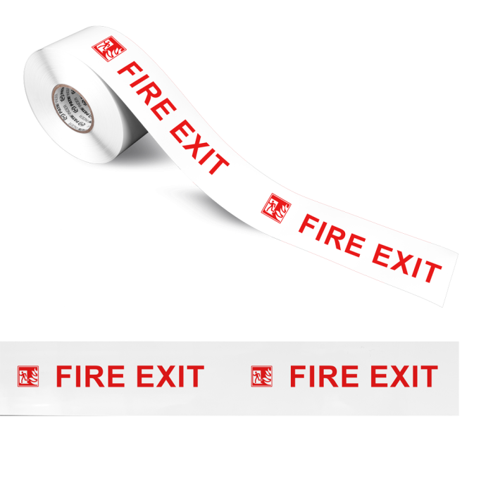 RIGID SIGNAL 3X100 Red/Wht FIRE EXIT | Safety Signage Tapes & Ribbons | UAE