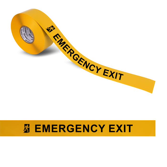 RIGID SIGNAL 4X100 Blk/Ylw EMERGENCY EXIT | Safety Signage Tapes ...